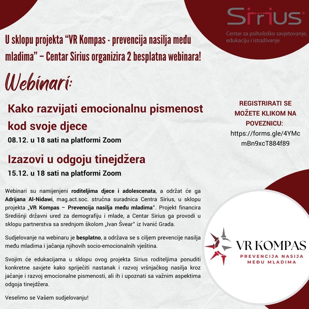 VR Kompas - besplatni webinari za roditelje - Centar Sirius